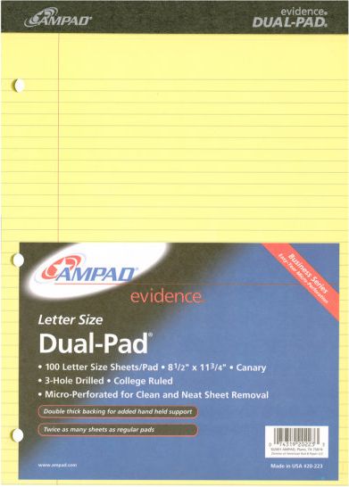 LEGALPAD 100SH DUAL/CANARY | Ampad | CUNY Borough of Manhattan ...